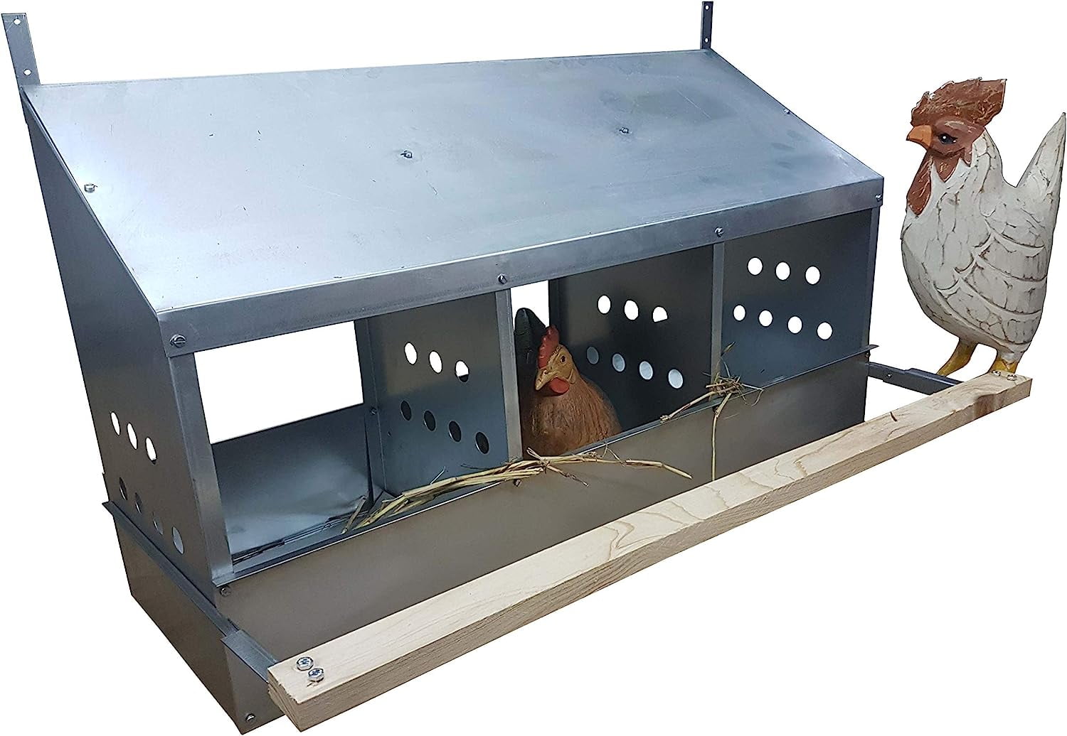 3 Hole Heavy Duty 23ga Galvanized Chicken Nesting Laying Roost Box Made ...