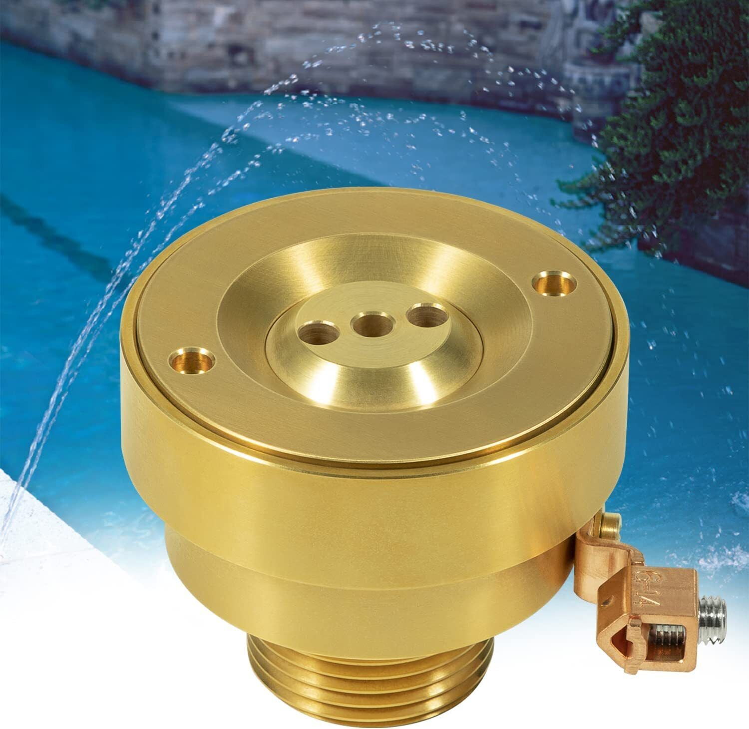 3 Hole Pool Brass Deck Jet Nozzle with Ground Lug For Swimming Pool Spa ...
