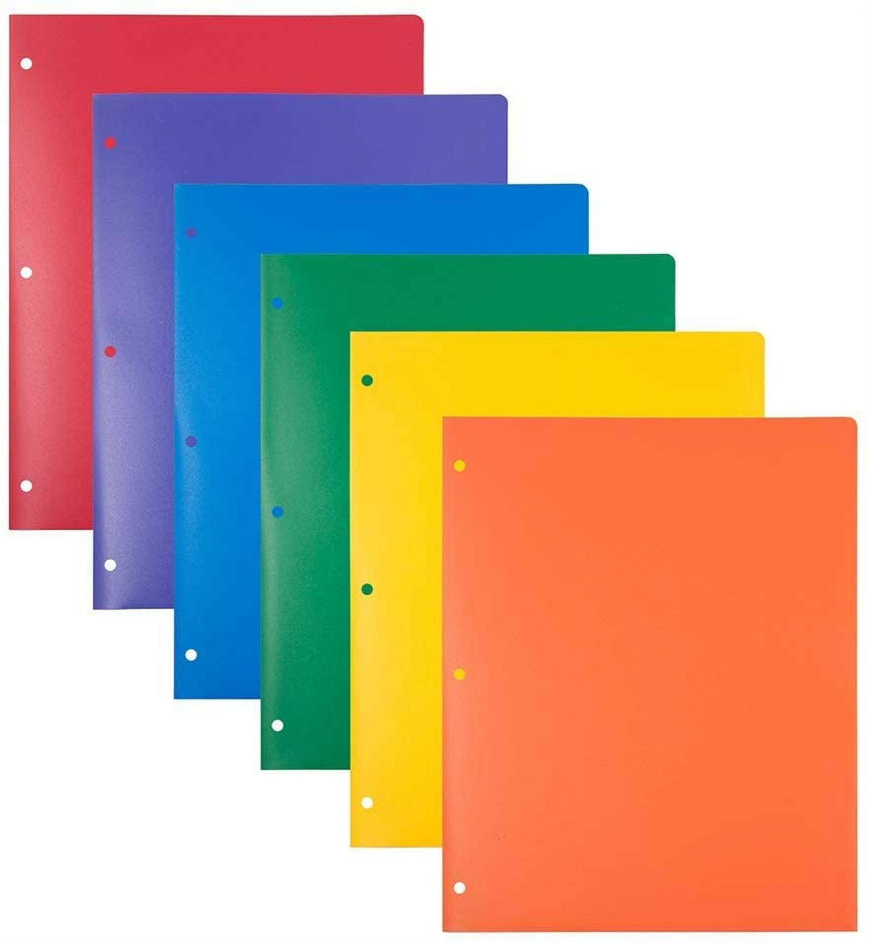 3 Hole Punch Pocket Folders,with Heavy Duty Plastic 2 Pockets Folders ...