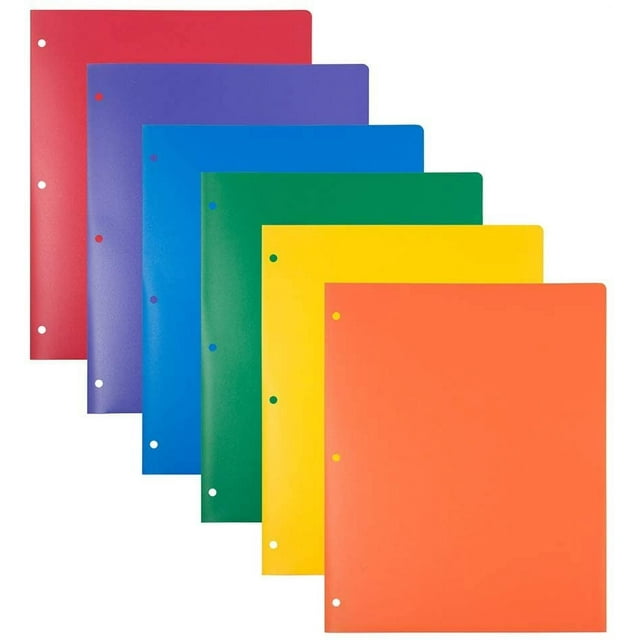 3 Hole Punch Pocket Folders,with Heavy Duty Plastic 2 Pockets Folders ...