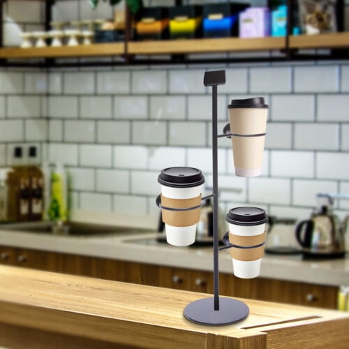 3 Hole Shockproof Non-slip Coffee Cup Display Cup Storage Shelf Black ...