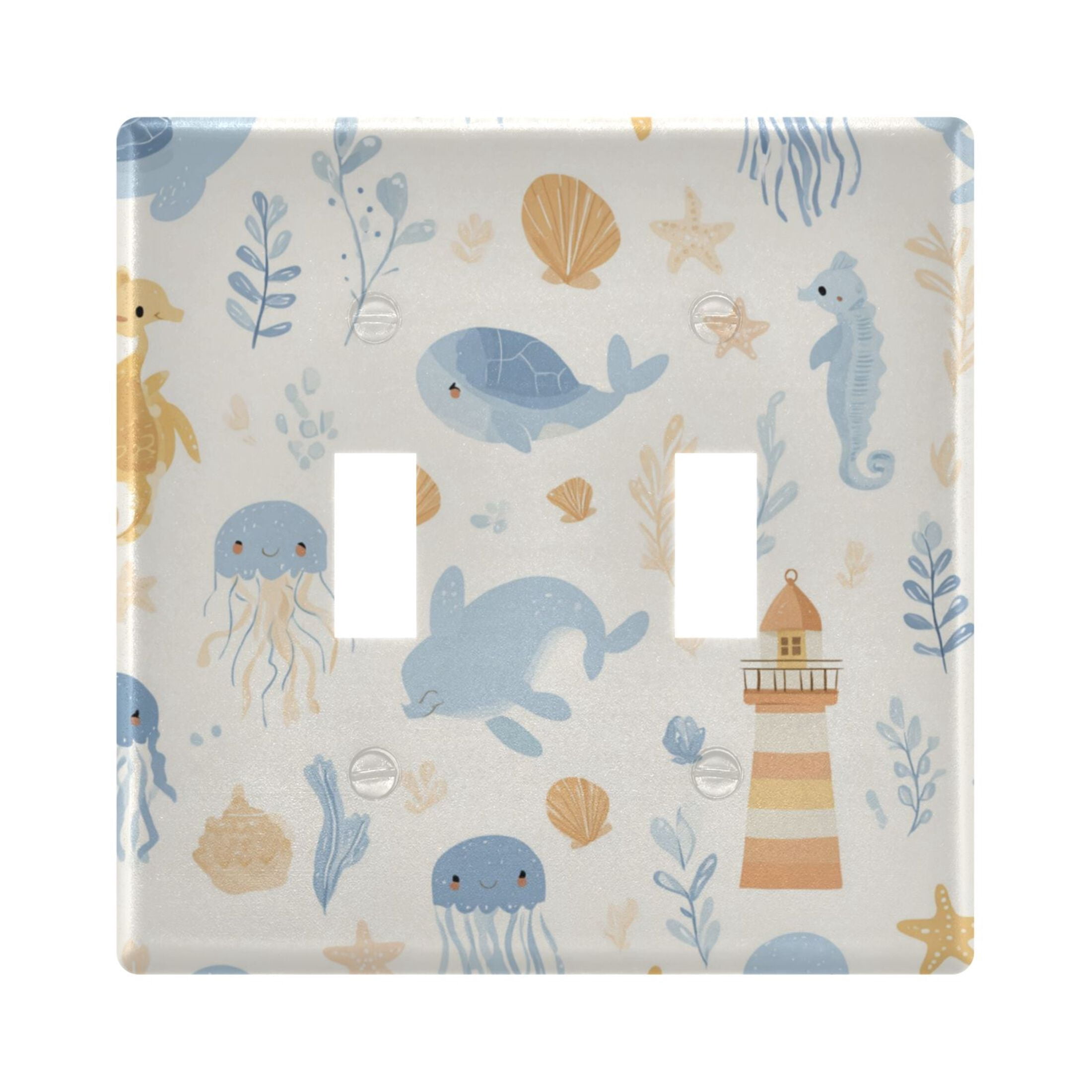 3-Hole Switch Plate Cover Faceplates Covers Smooth Rounded Corners Blue ...