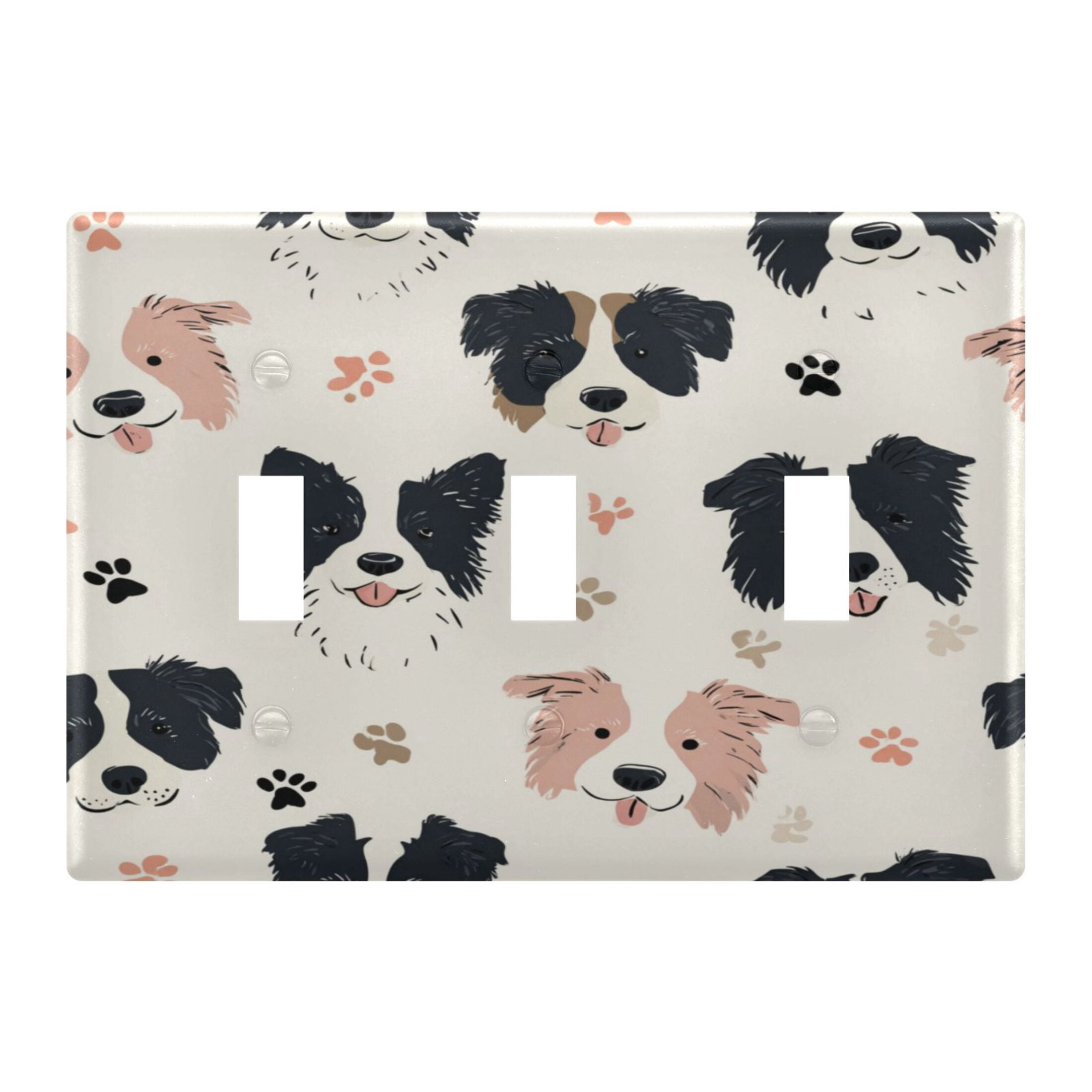 3-Hole Switch Plate Cover Faceplates Covers Smooth Rounded Corners Dog ...