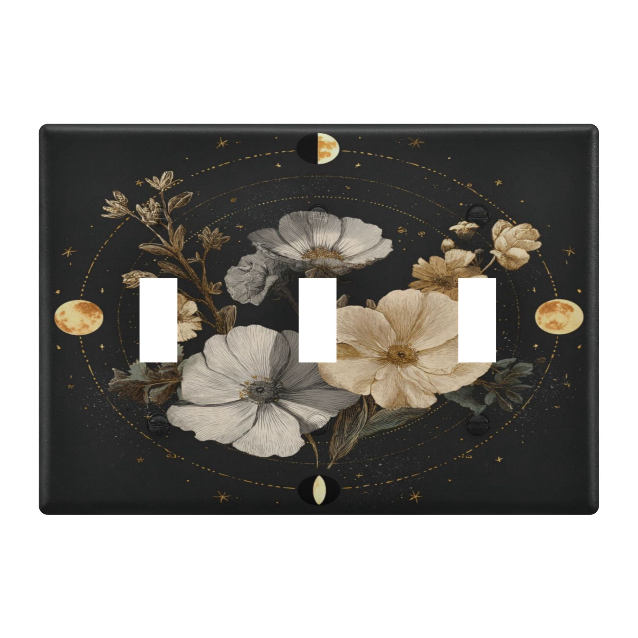 3-Hole Switch Plate Cover Faceplates Covers Smooth Rounded Corners Moon ...