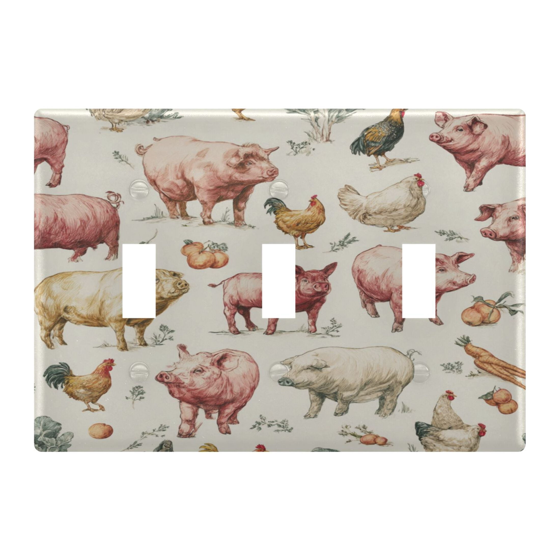 3-Hole Switch Plate Cover Faceplates Covers Smooth Rounded Corners ...