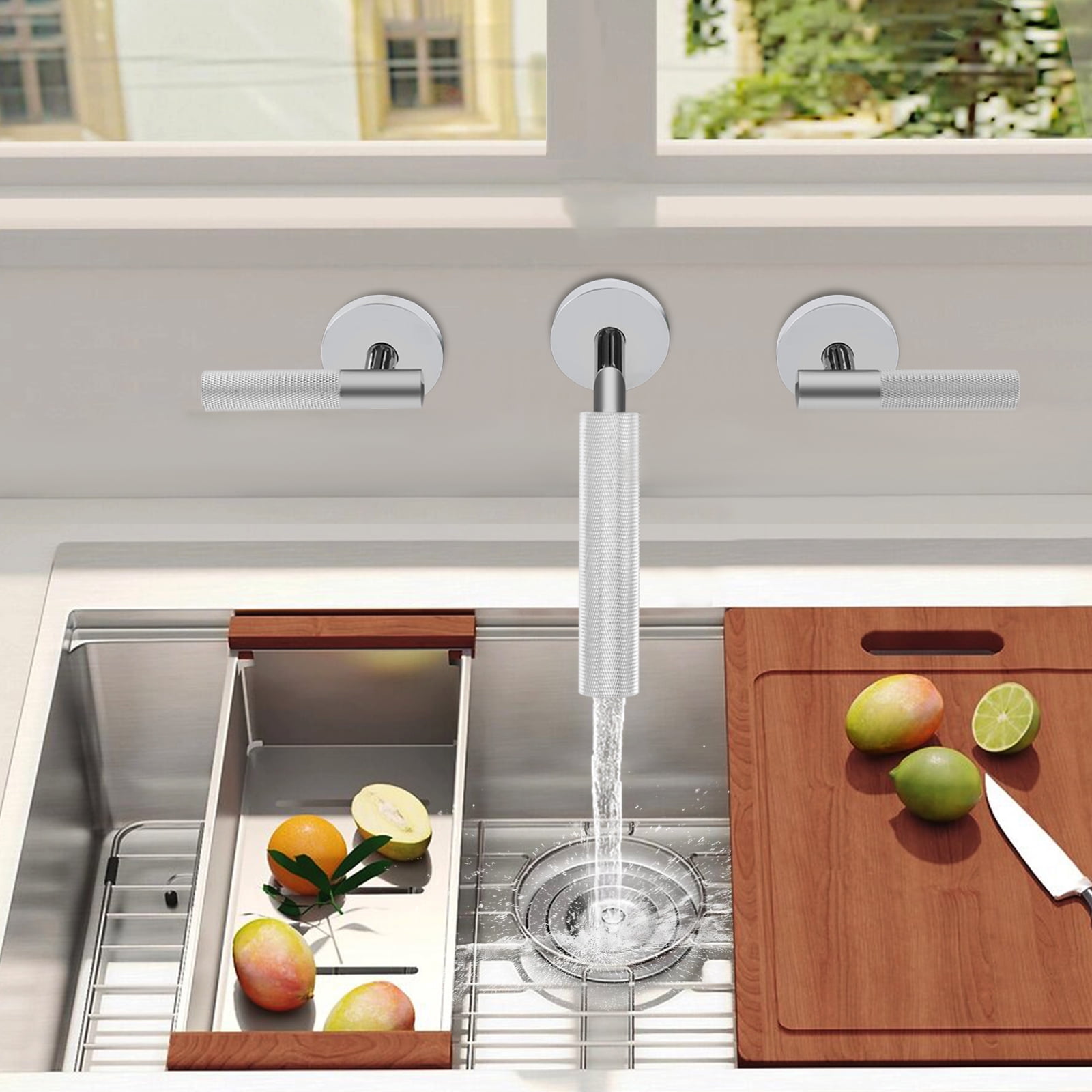 3-Hole Wall Faucet with Pre-Embedded Box, Ceramic Valve & Honeycomb ...