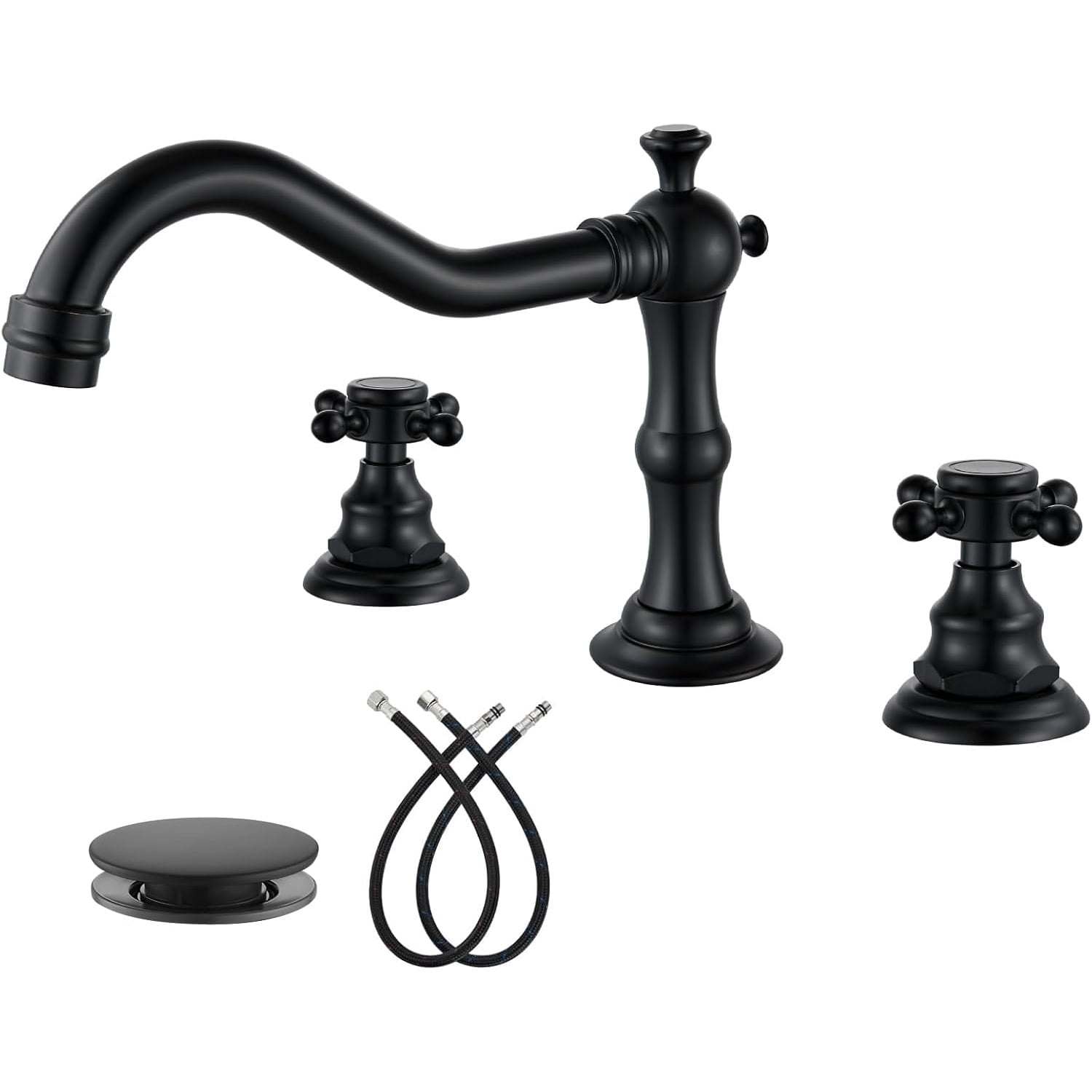 3 Hole Widespread Bathroom Sink Faucet Double Cross Handle Mixer Tap ...