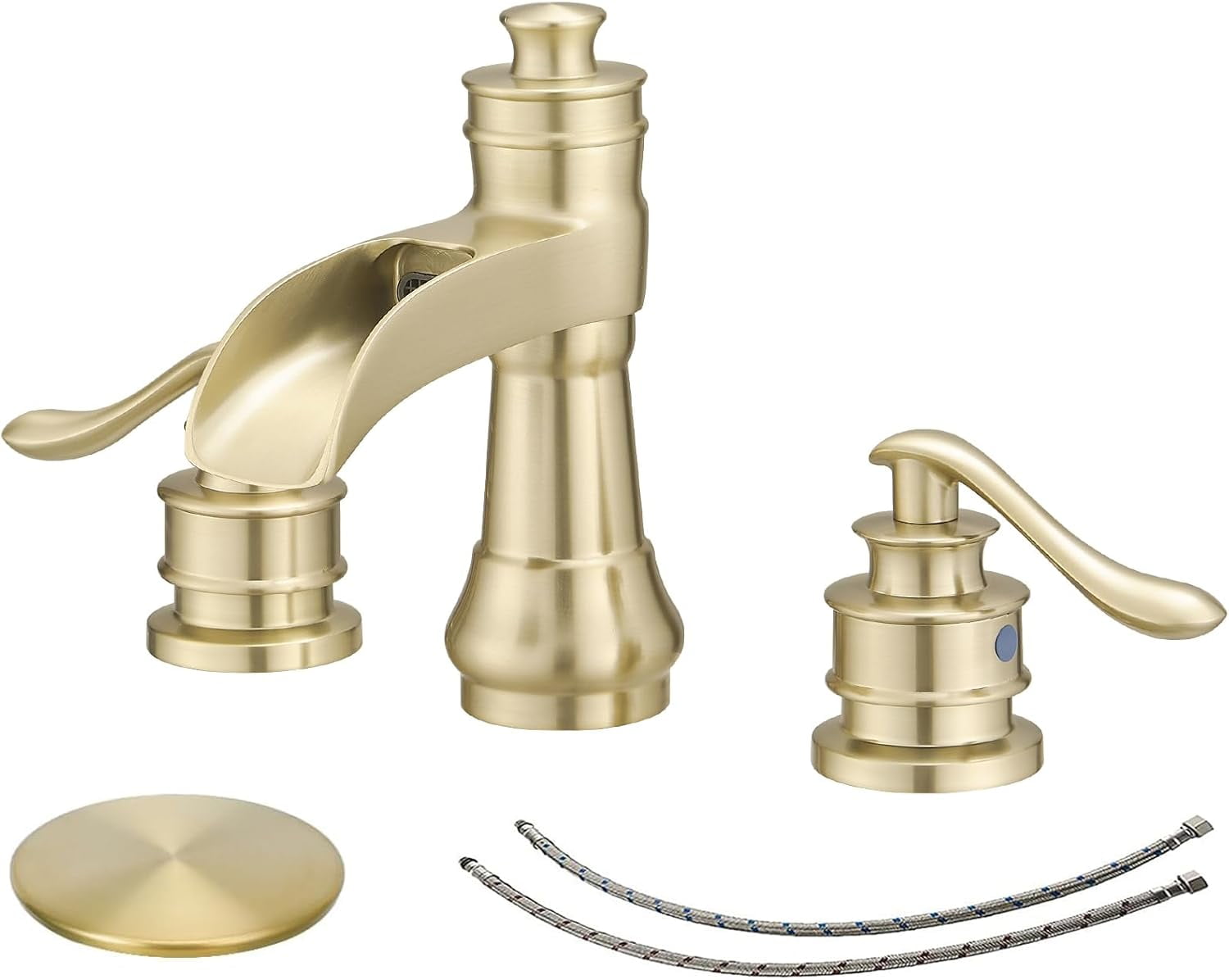 3 Hole Widespread Bathroom Sink Faucet Gold, Two Handle Bathroom Faucet ...