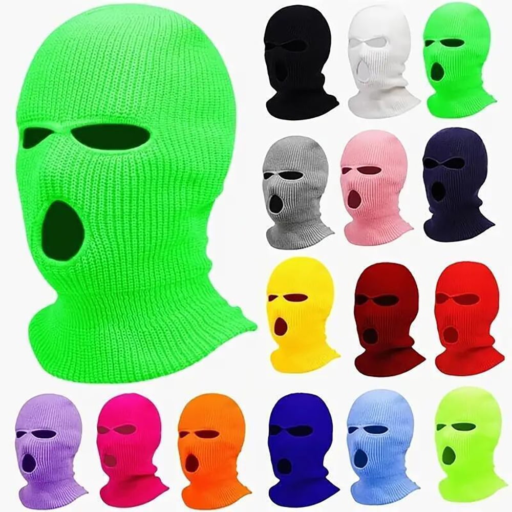 3 Hole Winter Knitted Mask,Outdoor Sports Full Face Cover Ski Mask Warm ...