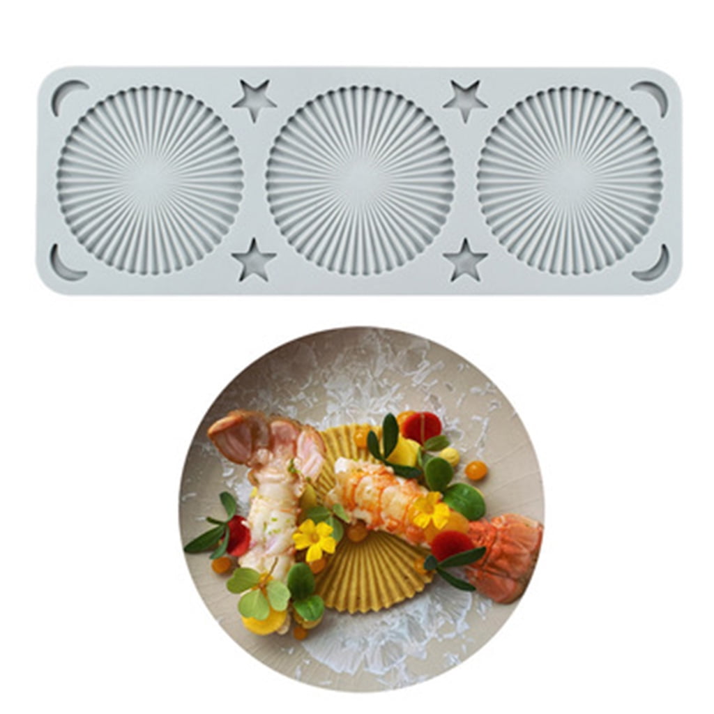 3 Holes Silicone Mold Round for Shell Shape Cupcake Topper Fondant ...