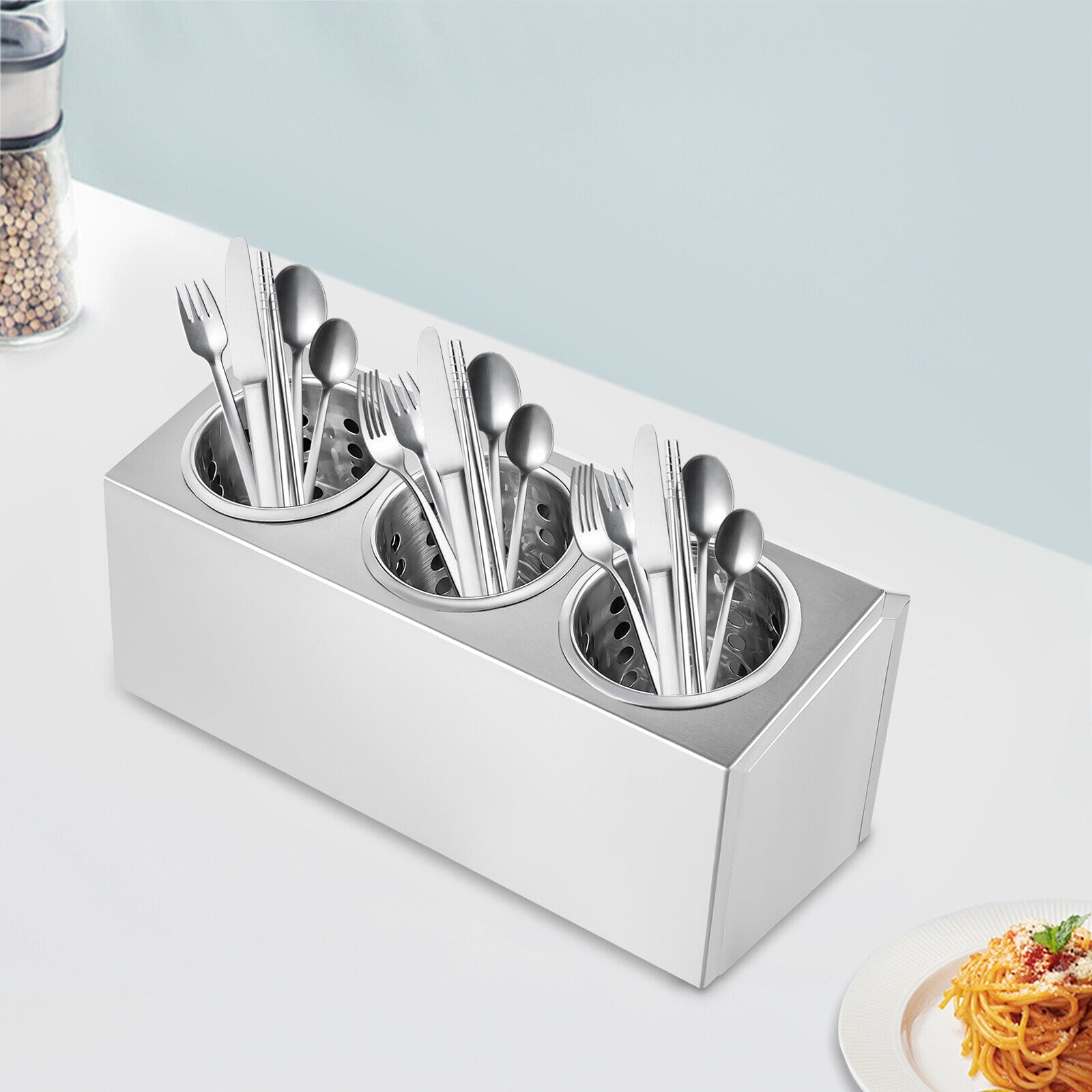 3 Holes Stainless Steel Perforated Flatware Storage Silverware Holders ...