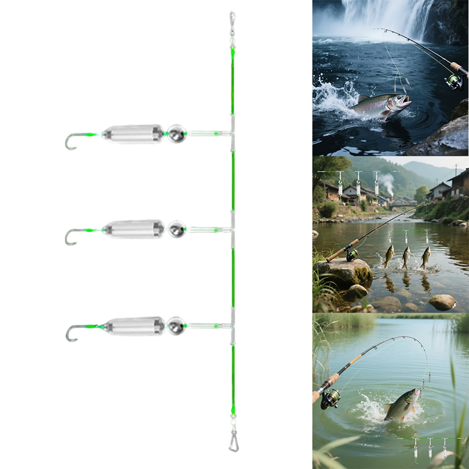 3 Hook Drift Bottom Fishing Device for Freshwater and Seawater Angling ...