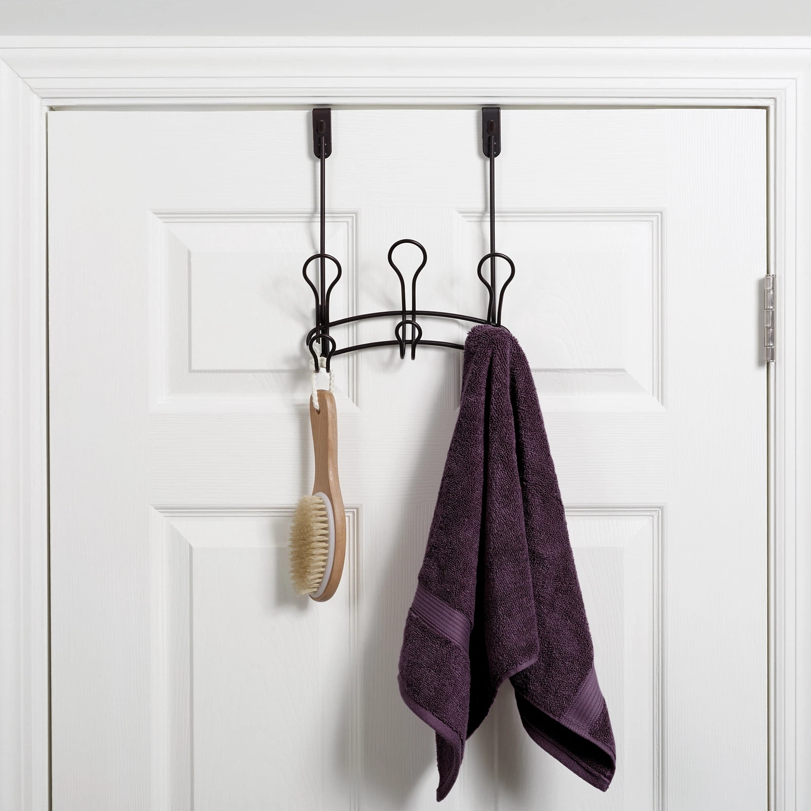 3-Hook Metal Over-The-Door Towel Rack, Also For Robes, Clothes, Rubbed ...