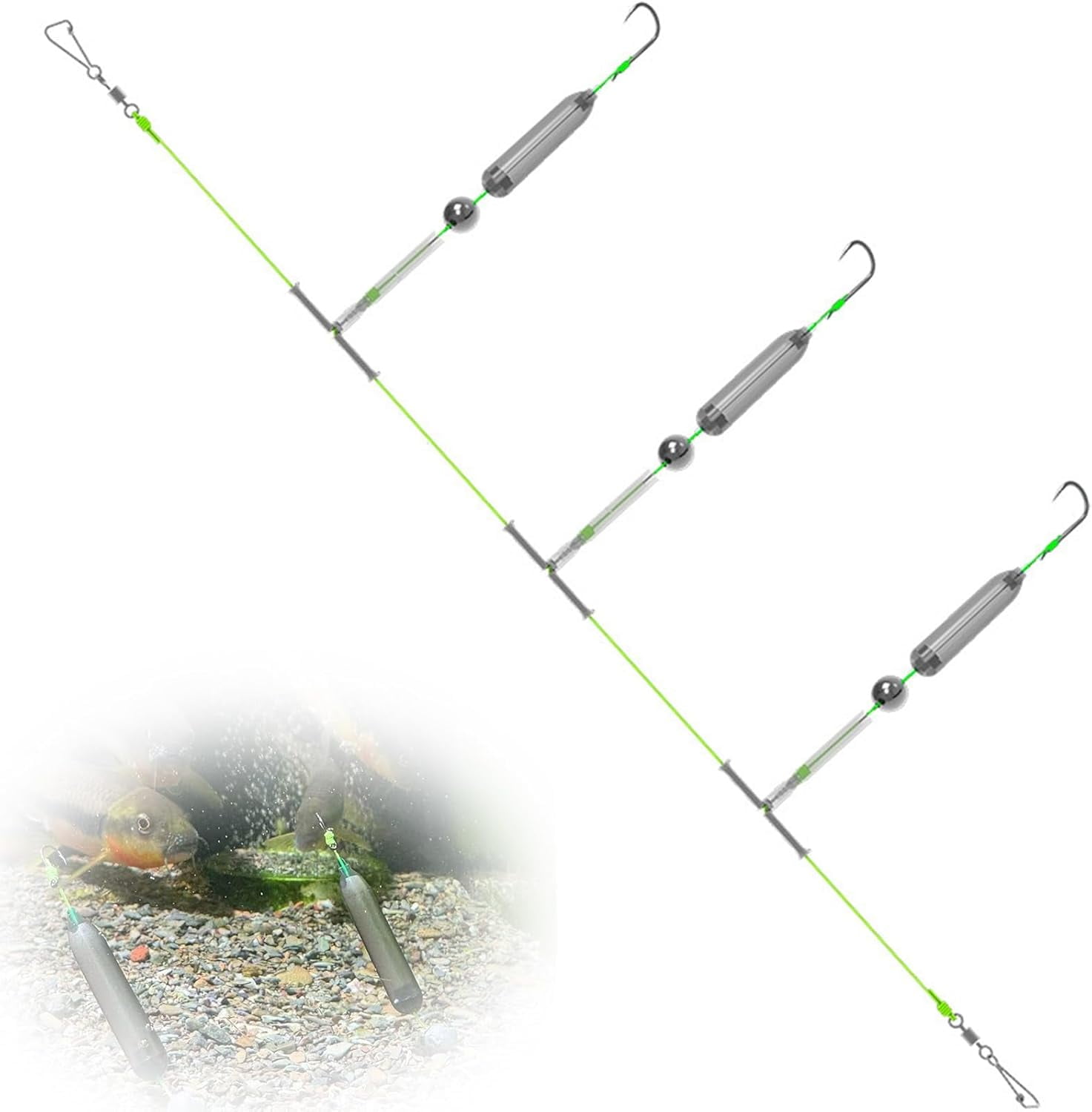 3 Hooks Anti Drift Bottom Fishing Rig, Double-Hook Reverse Bottom Rig ...