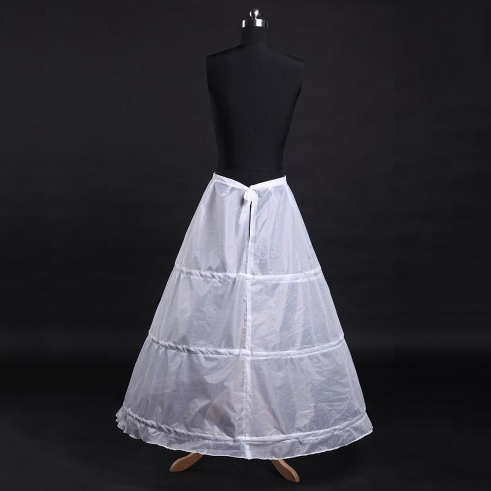 3-Hoop A-Line White Long Dress Wedding Gown Petticoat Underskirt Slips ...
