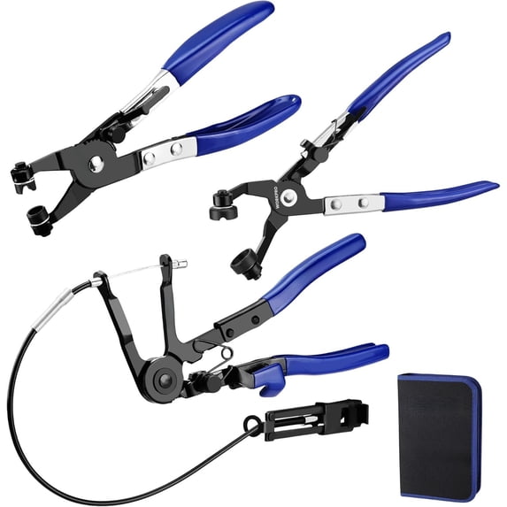 3- Hose Clamp Pliers Set with Pouch - 27" Long Reach Wire Spring Hose ...