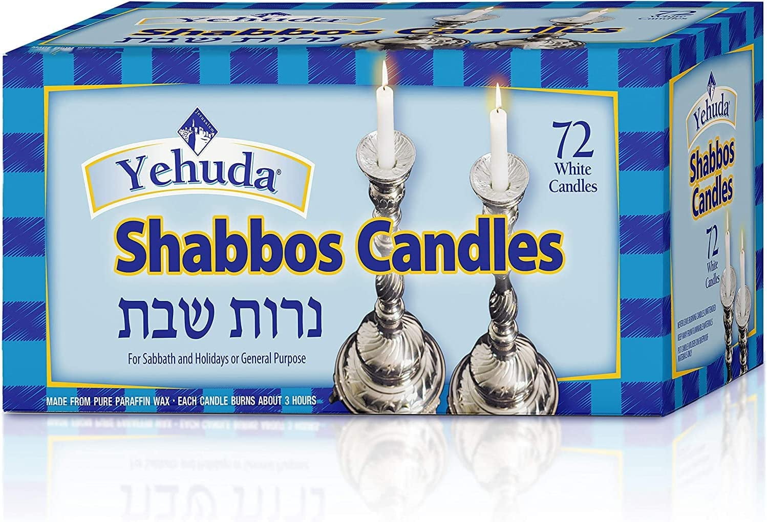 3 Hour White Shabbos Candles (72 Count) Traditional Shabbat Dinner ...