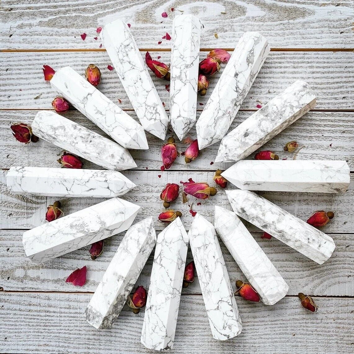 3'' Howlite Stone Point Obelisk Natural Crystal Wand Tower Decoration ...