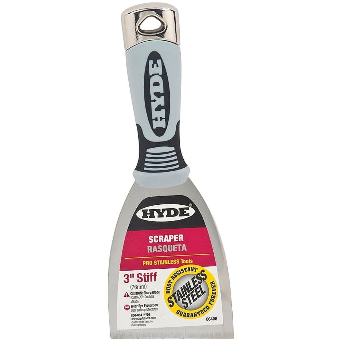 3" Hyde Tools 06408 Pro-Stainless Stiff Stainless Steel Scraper w ...