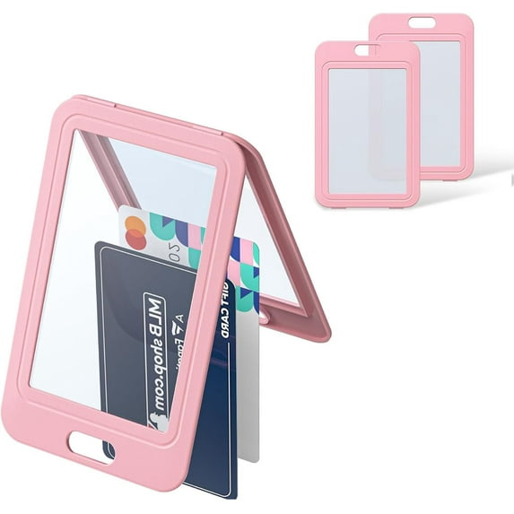 3 ID Badge Holder with Double-Sided Vertical Hard Case Card Protector ...