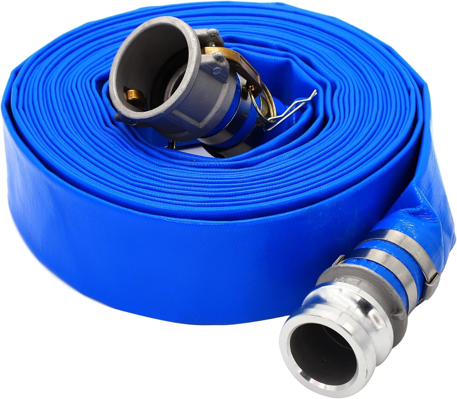 3" ID x 50 ft Pool Backwash Hose, Reinforced Blue PVC Lay Flat Water ...