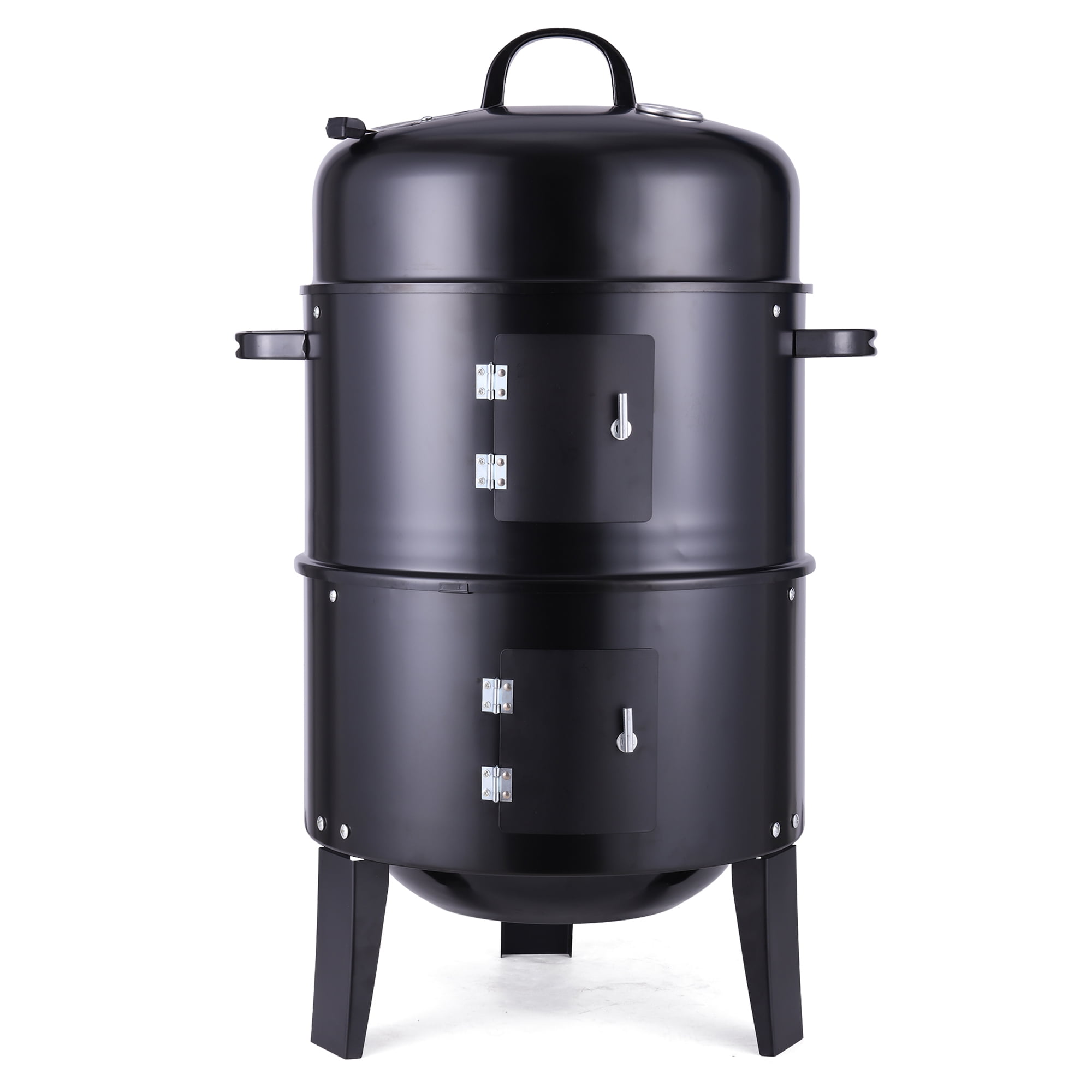 3 IN 1 Charcoal Vertical BBQ Round Grill Cooker with Thermometer ...