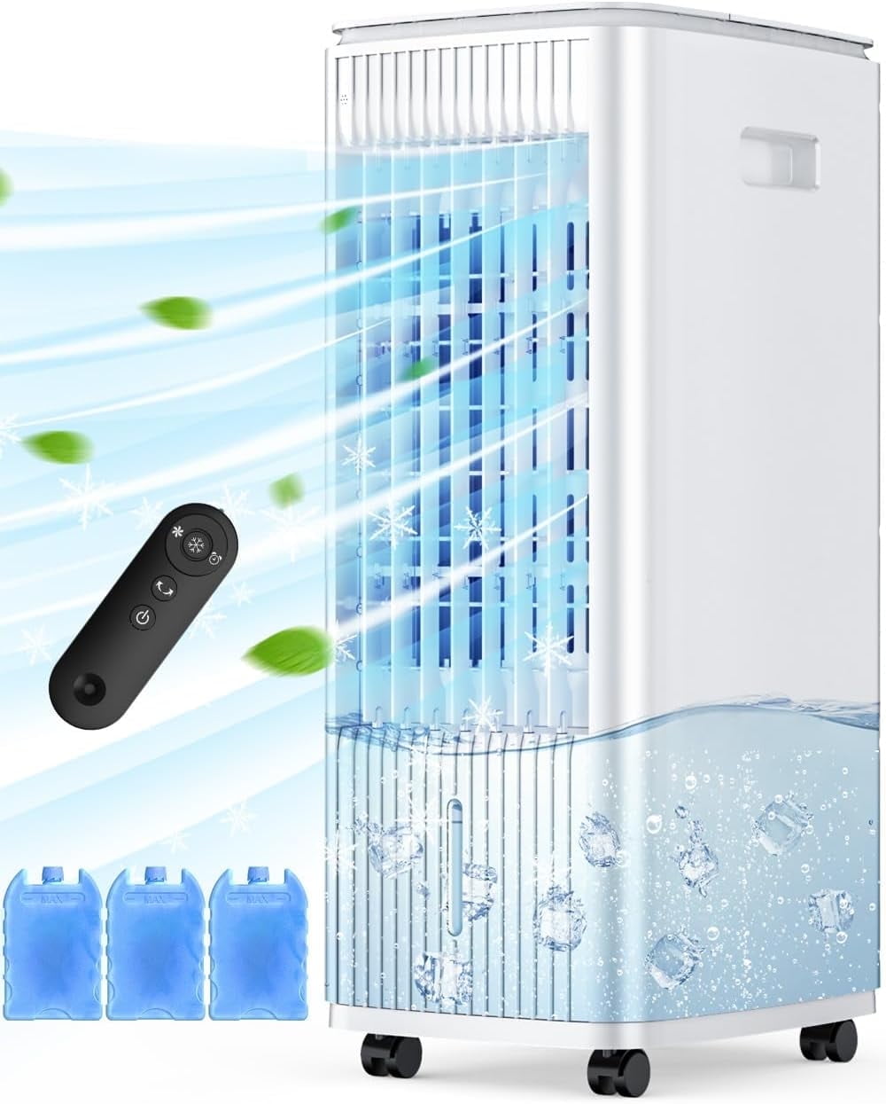 3-IN-1 Evaporative Air Cooler, Double Tanks, Smart Timer, 3 Ice Packs ...