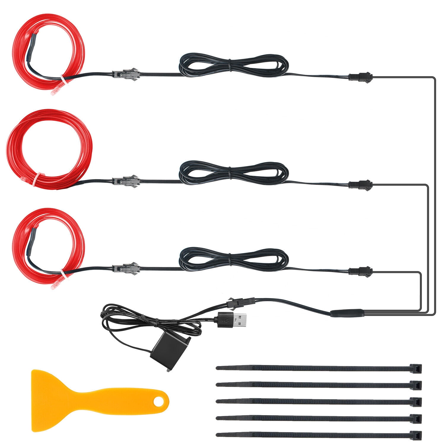 3 IN 1 LED Light Car Interior Decor Atmosphere Wire Strip Light Lamp ...