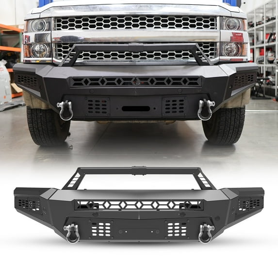 3 IN 1 Modular Front Bumper+Side Wings+Bull Bar For 2015-2019 Chevy ...