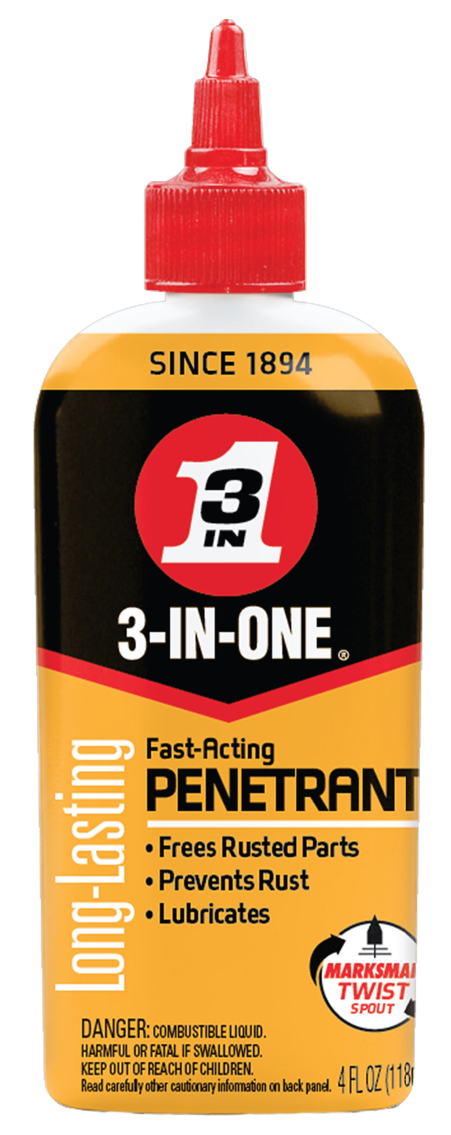 3-IN-ONE Fast-Acting Penetrating Oil 4 oz 1 pk for Lubricating Tools ...