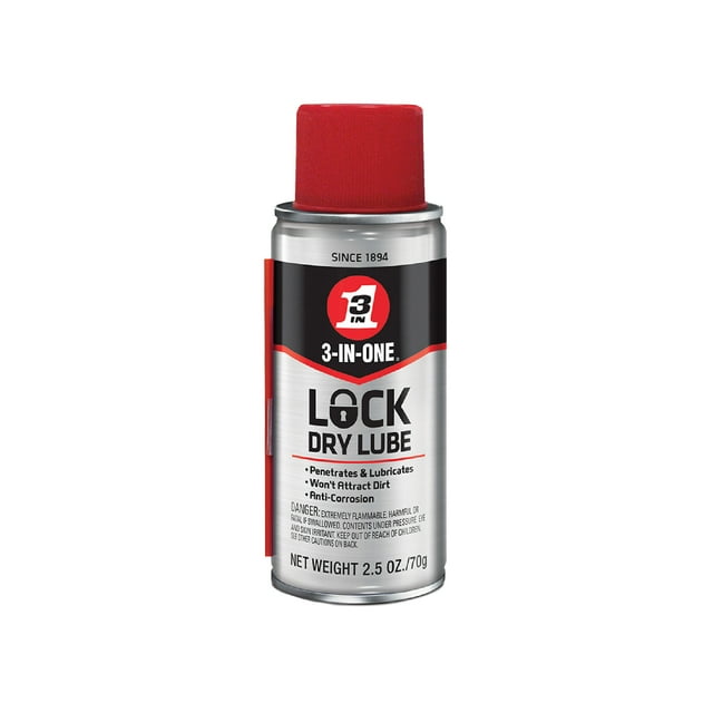 3-IN-ONE Lock Dry Lubricant Spray, 2.5 Oz for Hardware, Home and ...