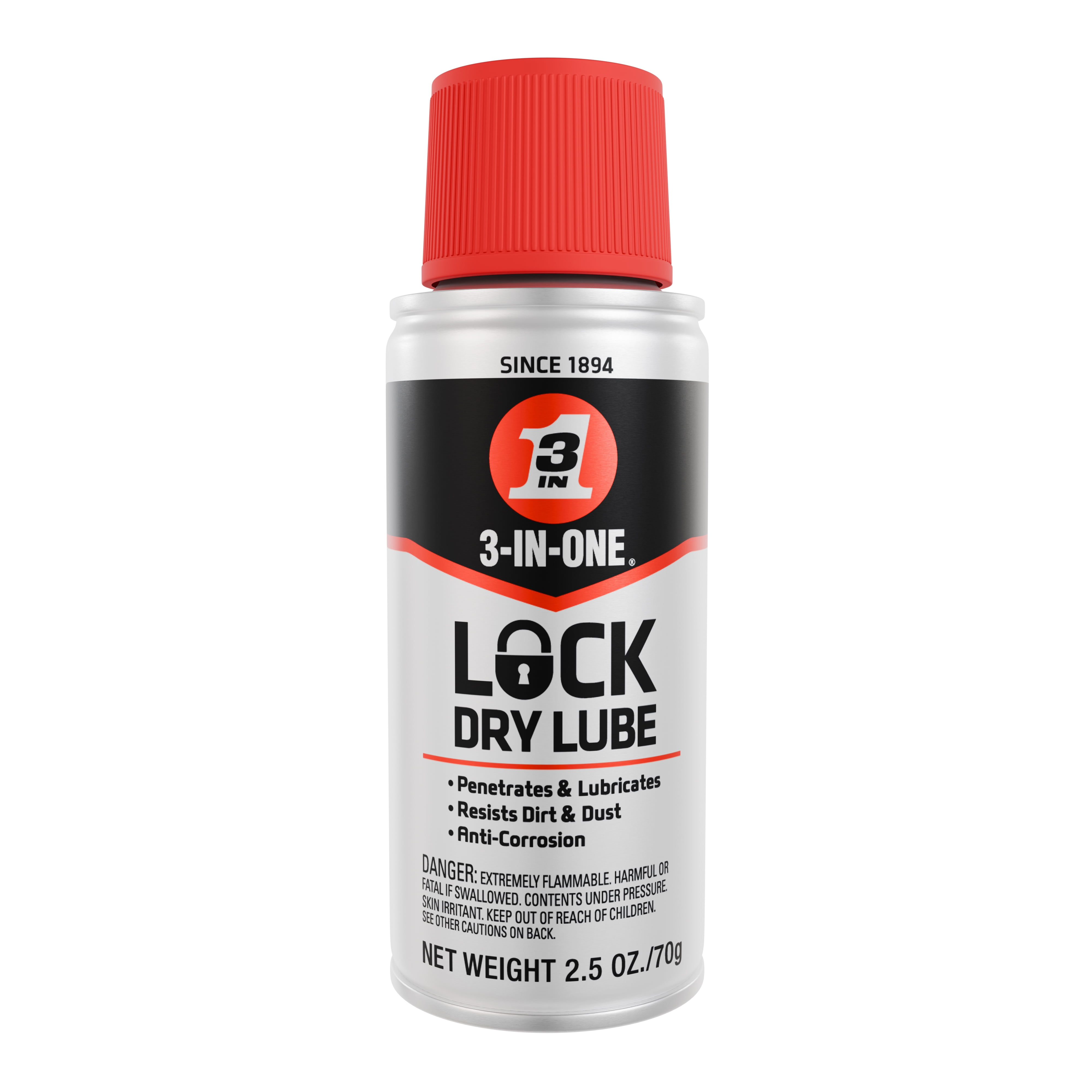 3-IN-ONE Lock Dry Lubricant Spray, 2.5 Oz for Hardware, Home and ...