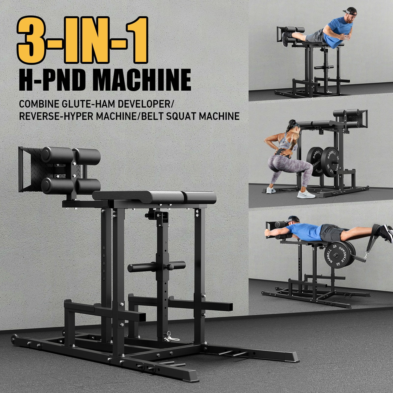 3-IN1 Glute & Hamstring Combo H-PND Extension Machine, 2-in-1 GHD and ...