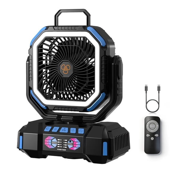 3-In-1 40000Mah Camping Fan, Cooling Light Power Bank, 4-Speed Dimmable ...