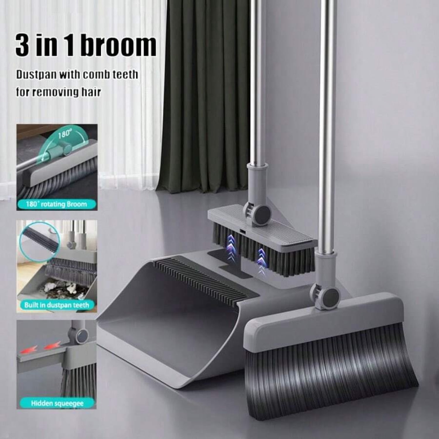 3-In-1 All New Broom Set - A Space-Saving Essential For Home Cleaning ...