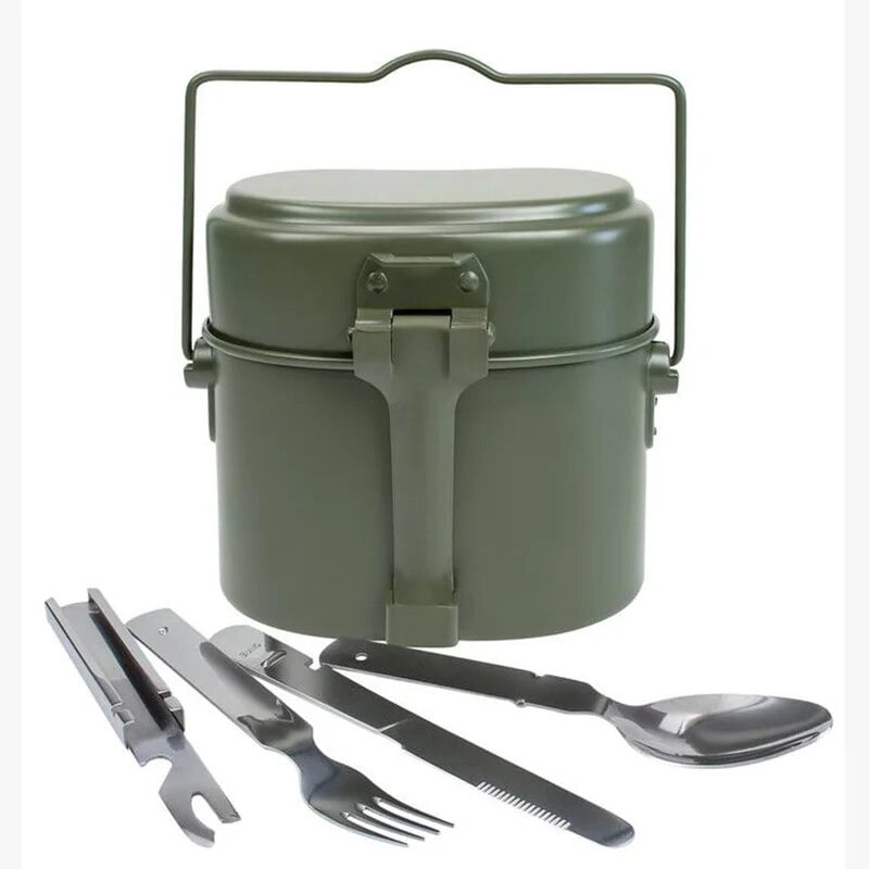 3 In 1 Aluminum Camping Lunch Box Army Canteen Cup Pot for Picnic ...