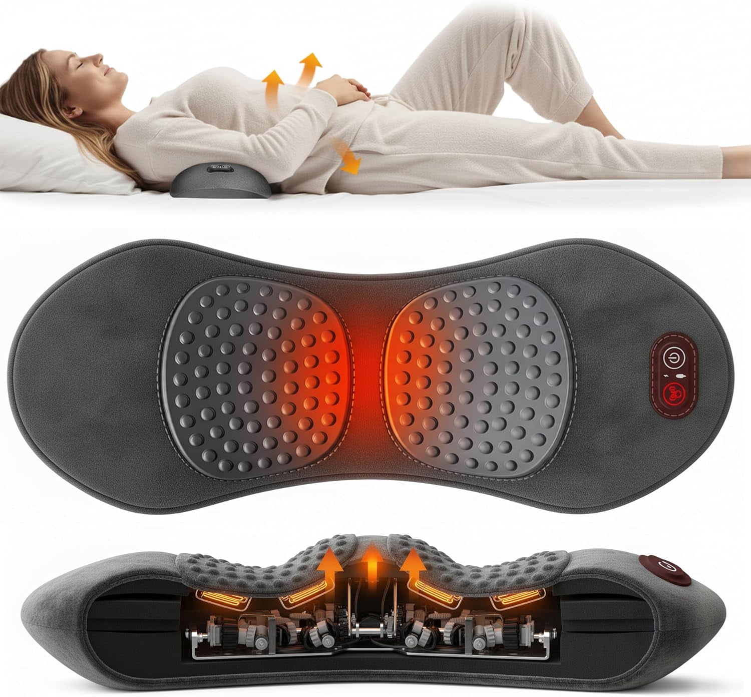 3 In 1 Back Massager, Electric Back Massager Pillow, Ergonomic Wedge ...