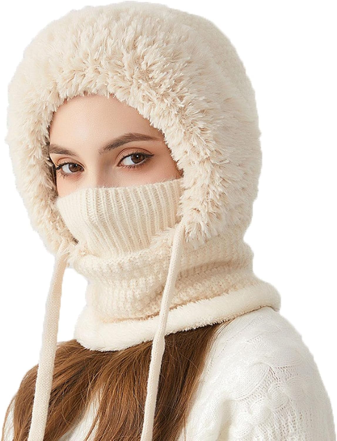 3-In-1 Beanie Hat With Scarf And Mask, Winter Knit Hat Set, Outdoor ...