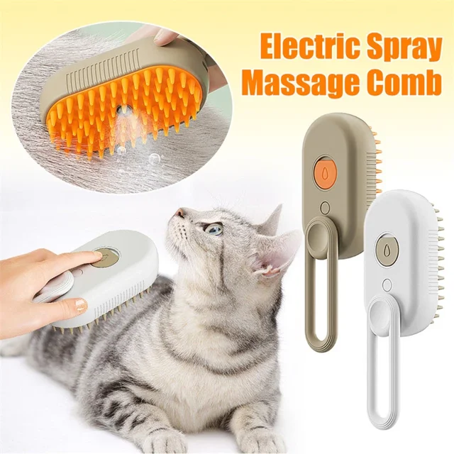 3-In-1 Electric Spray Cat And Dog Brush: Steamy Pet Grooming Comb For ...