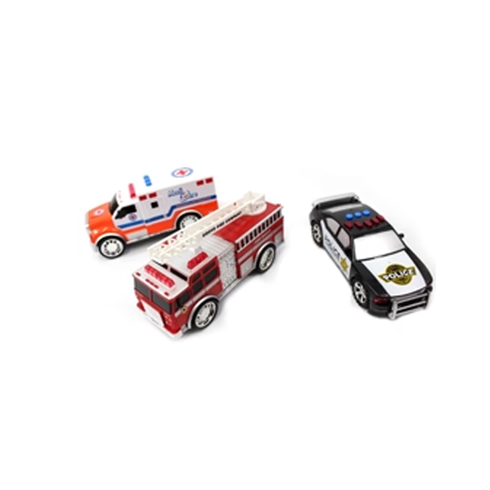 3-in-1 Emergency Vehicle Toy PlaySet For Kids (Fire Truck, Police Car ...