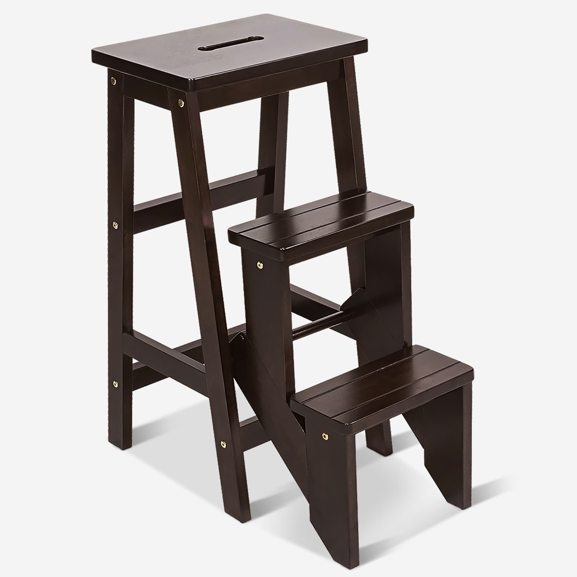 3 In 1 Folding Ladder Stool 3 Tier Step Bench Multifunction Shelf ...