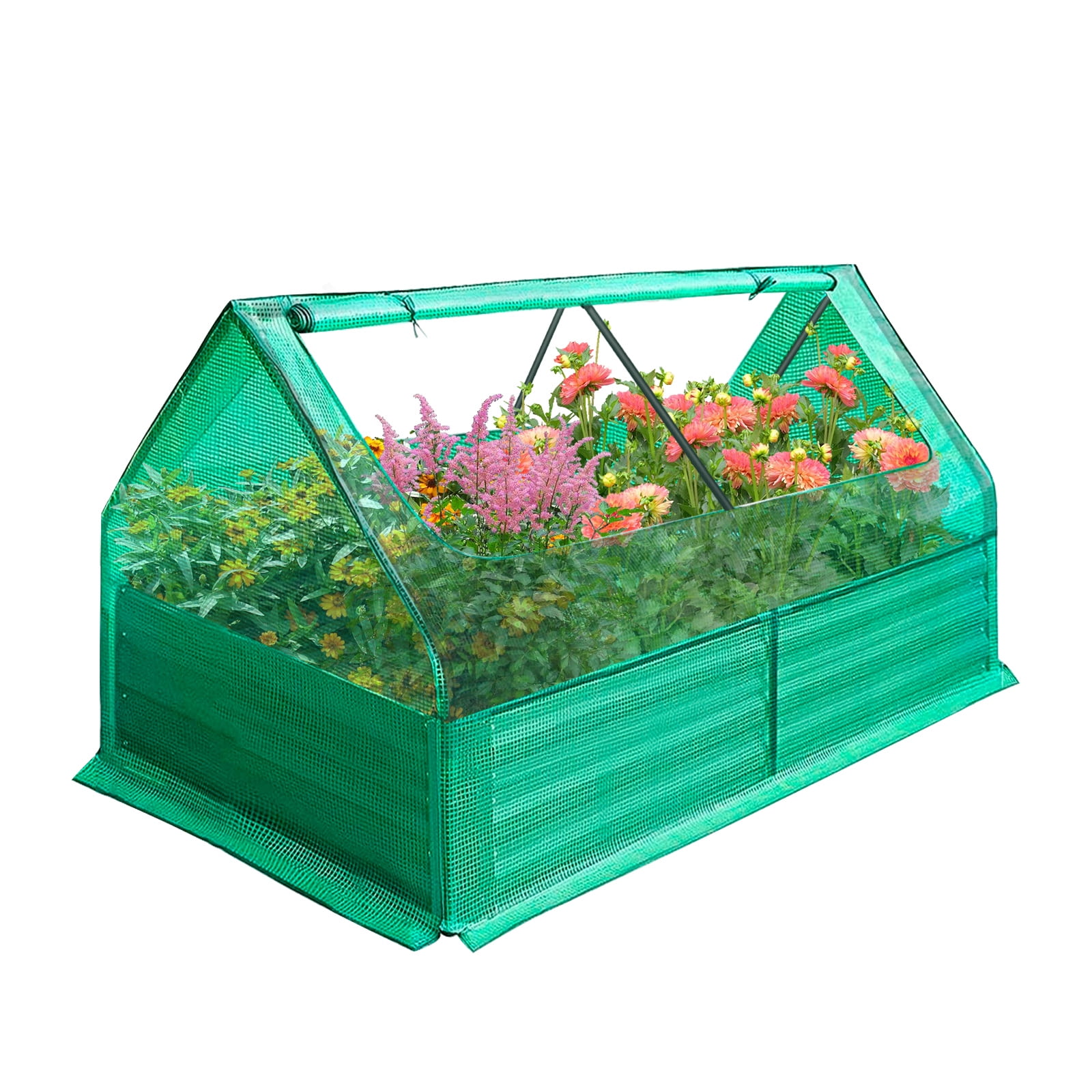 3-In-1 Galvanized Raised Garden Bed with Cover Metal Planter Box Kit ...