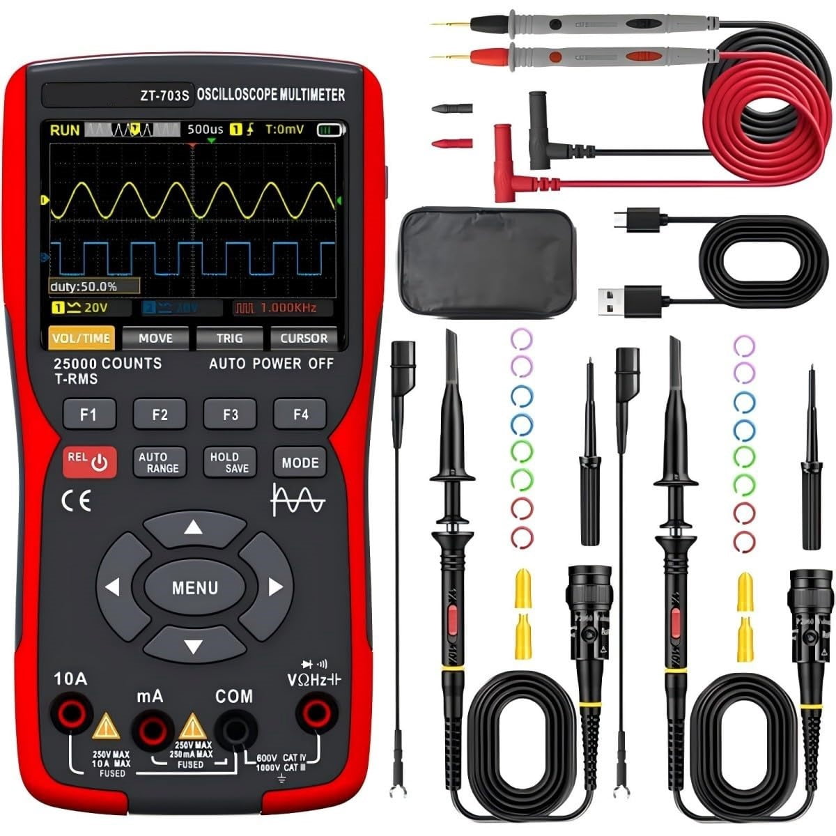 3 in 1 Handheld Oscilloscope Dual Channel Digital Multimeter & Signal ...