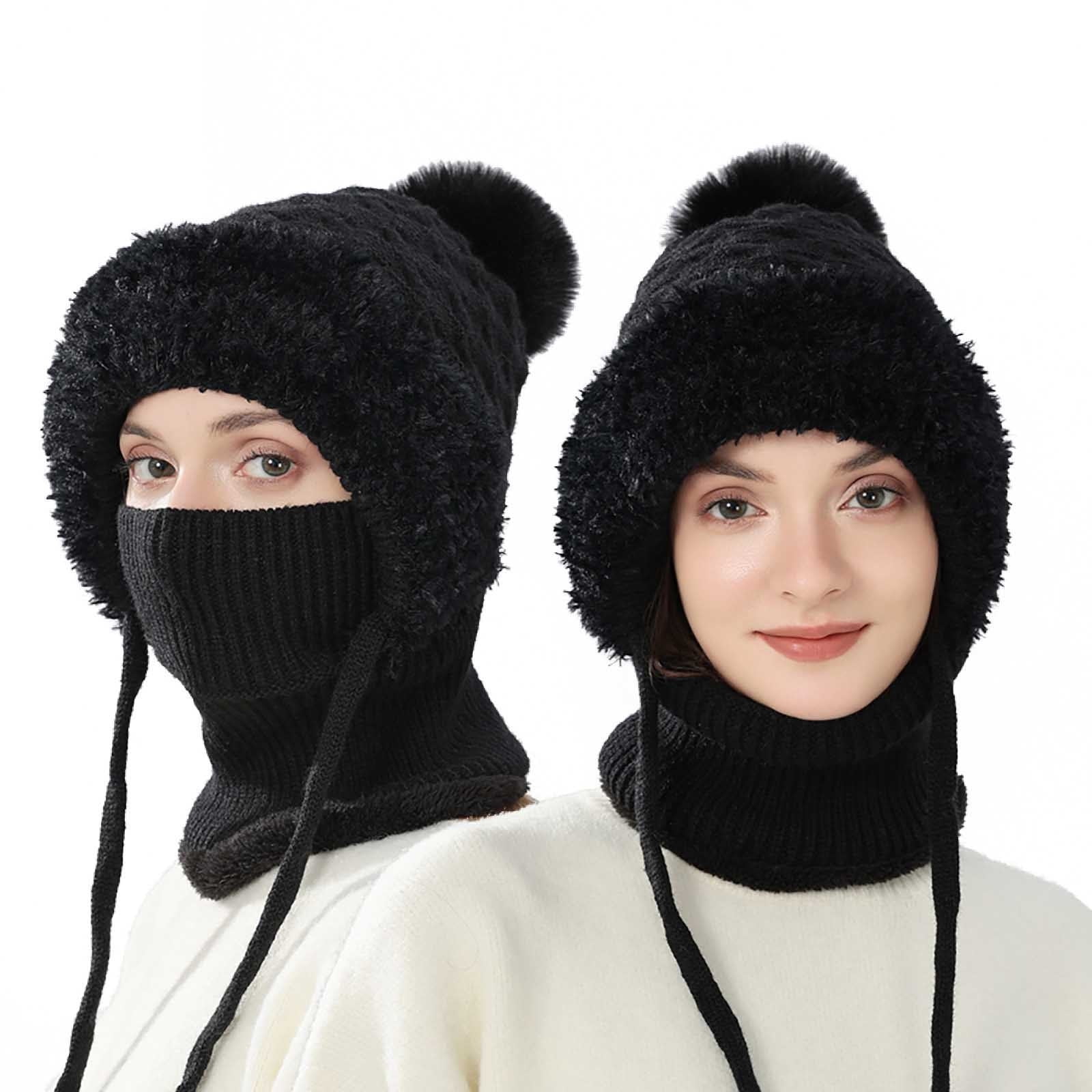 3 In 1 Knitted Hat for Women with Scarf and Mask Fall Winter Warm ...