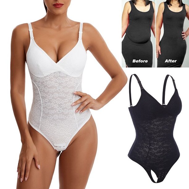 3 In 1 Lace Thongs Bodysuit Women Shapewear Seamless Full Body Shaper