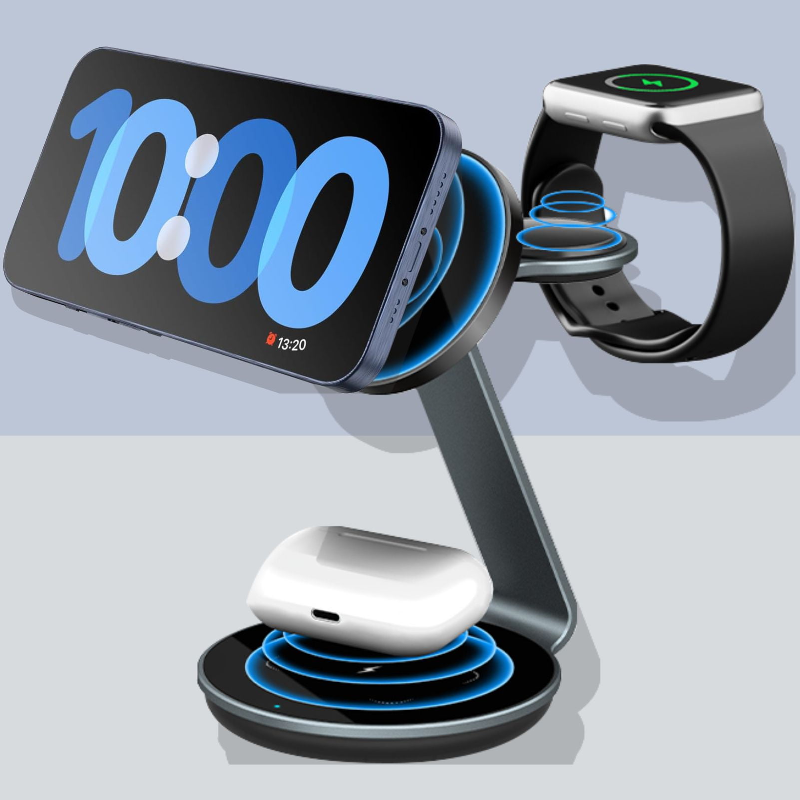 3 In 1 Magnetic Aluminium Alloy Wireless Charging Station for Apple ...