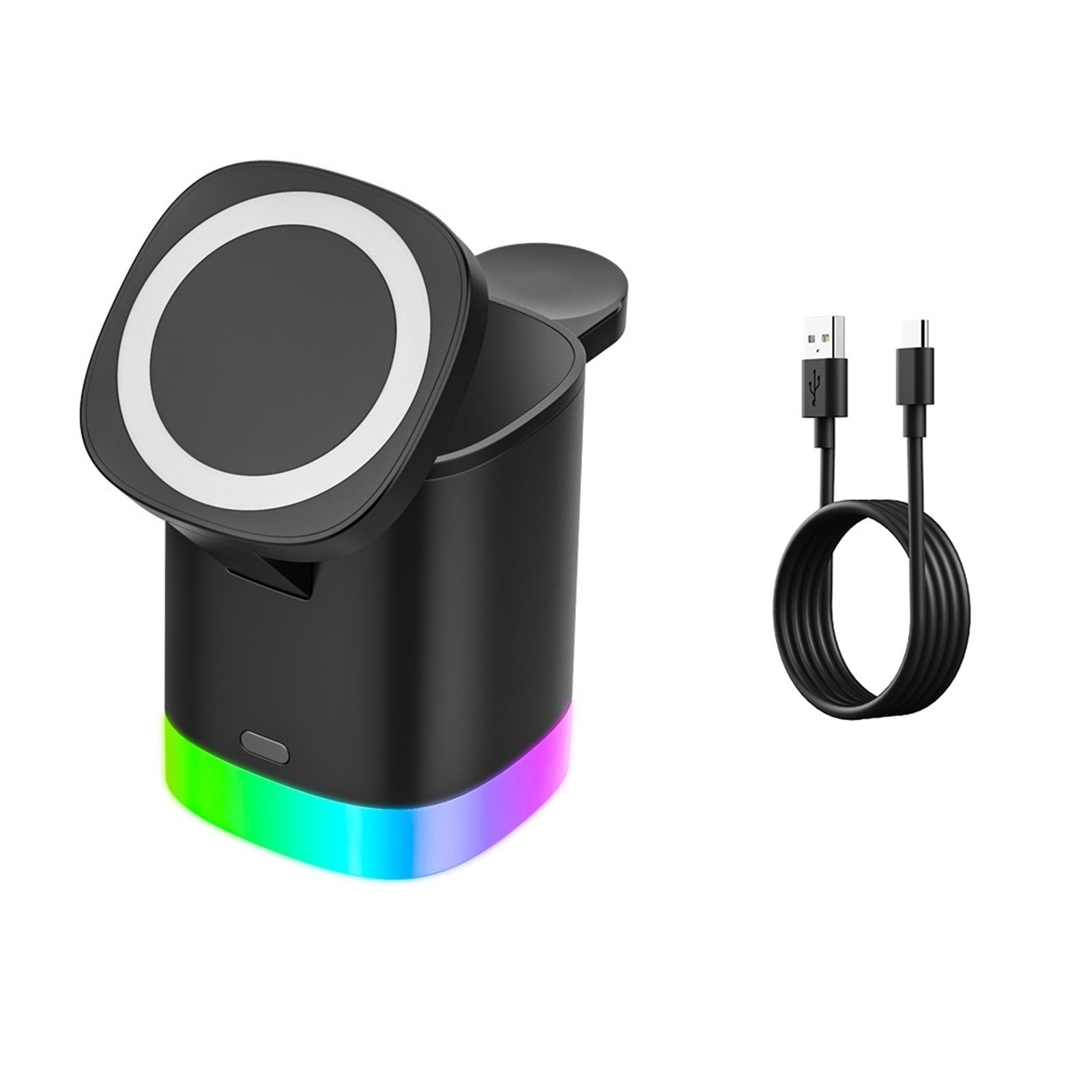 3 In 1 Magnetic Wireless Charger Stand Fast Charging LED Light Dock ...