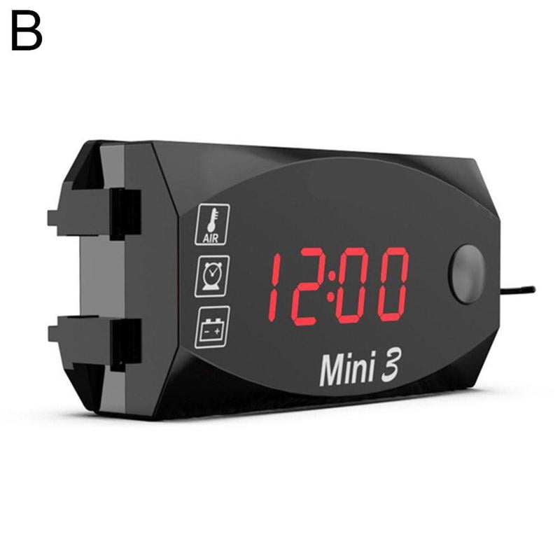 3 In 1 Mini Digital Clock Thermometer Voltage Car LED Clock Electronic ...