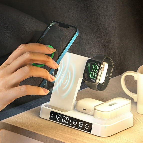 3 In-1 Multi-function Wireless Charging Dock with Time Display, Alarm ...