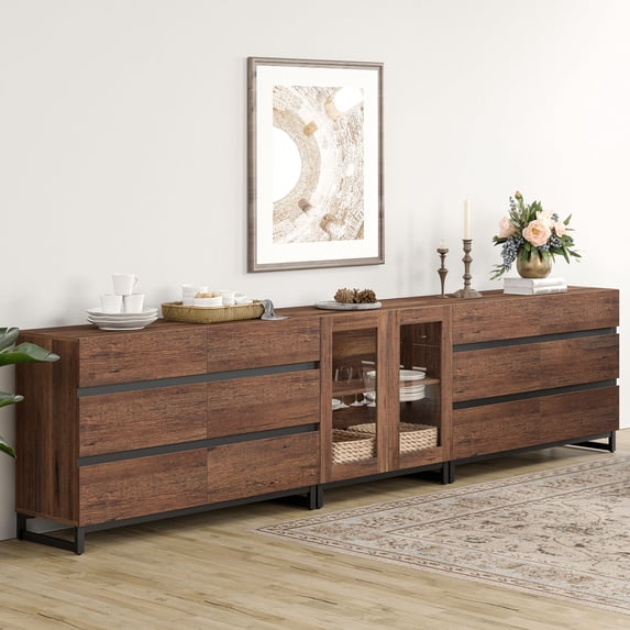 3-In-1 Multifunctional Sideboard Buffet with 12 Drawers, Modern ...